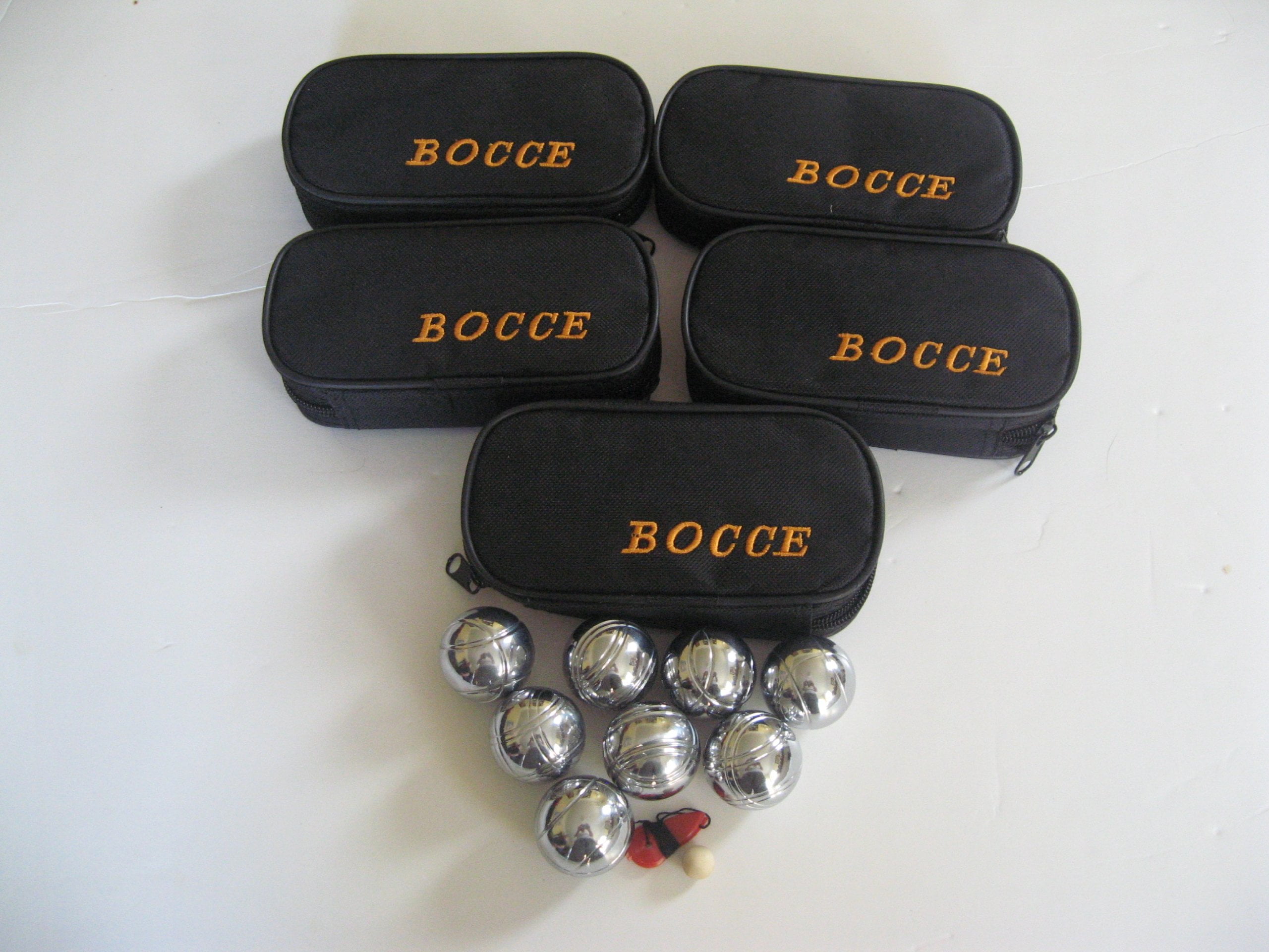 8 Ball 35mm Metal Mini Bocce/Petanque Set with Black Bag - 5 Pack ...
