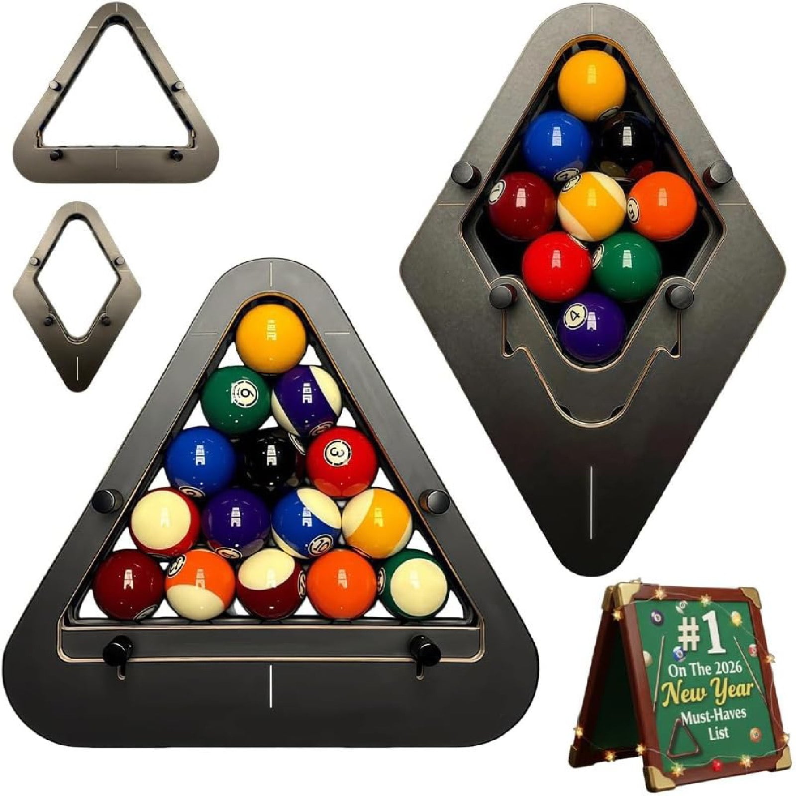 8-Ball and 9-Ball PRO Precision Billiard Rack, Heavy Duty Solid Wood ...