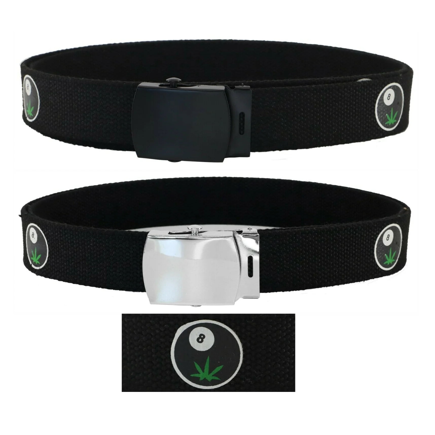 8 Ball Adjustable Canvas Military Web Belt With Metal Buckle 32 to 72 ...
