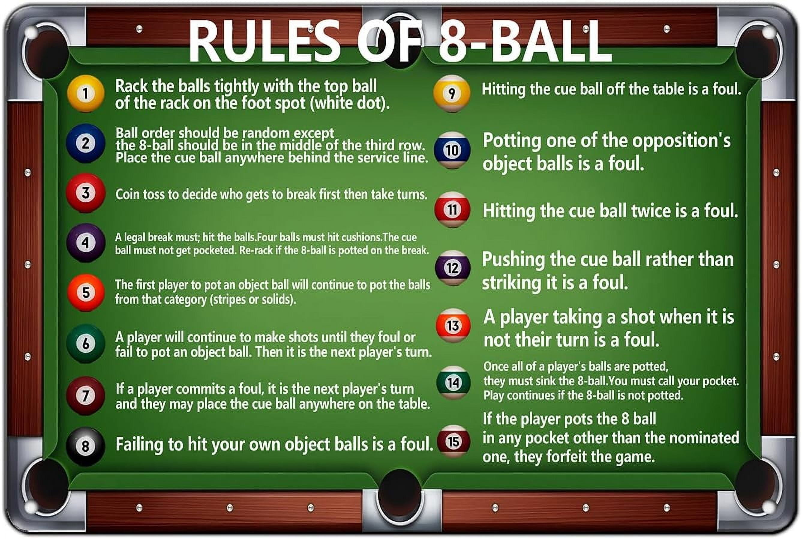 8 Ball Billiards Metal Sign Billiards Vintage Tin Signs Ball Billiard ...
