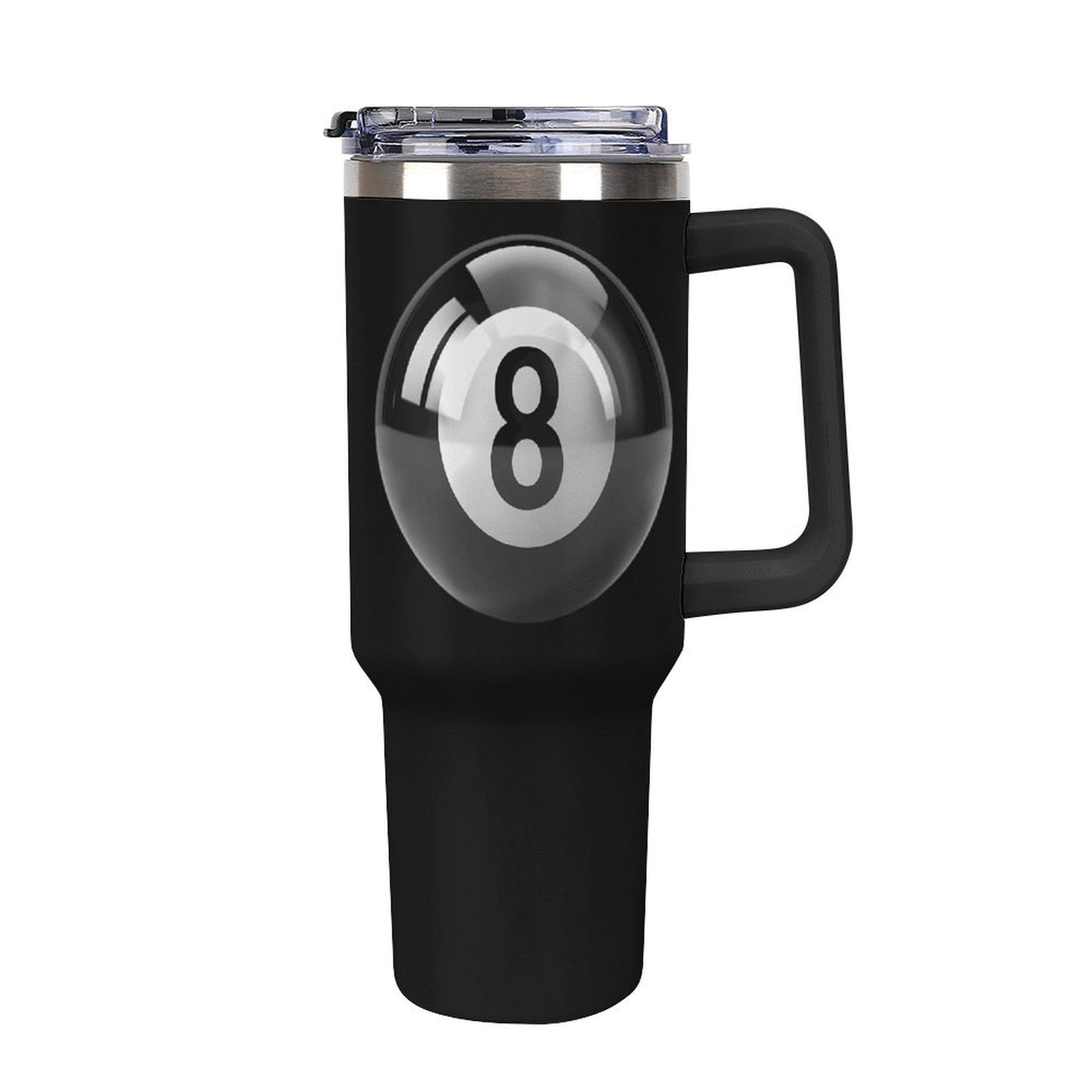 8 Ball Billiards Tumbler with Handle and Straw 40 oz Stainless Steel ...