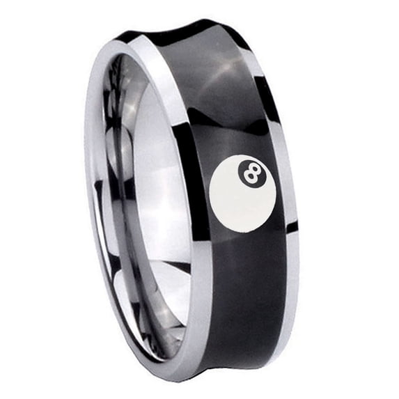 8-Ball Concave Black Tungsten Men Ring 10MM - Walmart.com