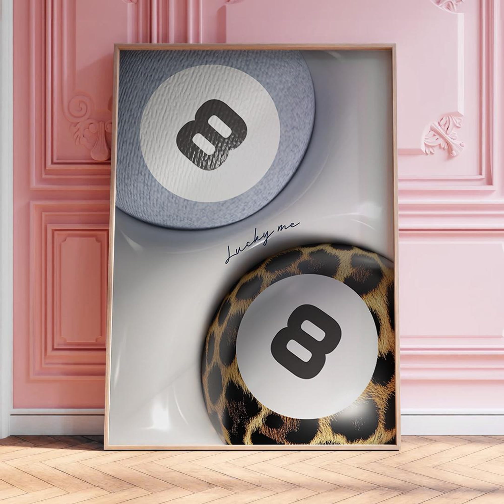 8 Ball Leopard Print Lucky Me Wall Art Pool Balls Poster Apartment Wall ...
