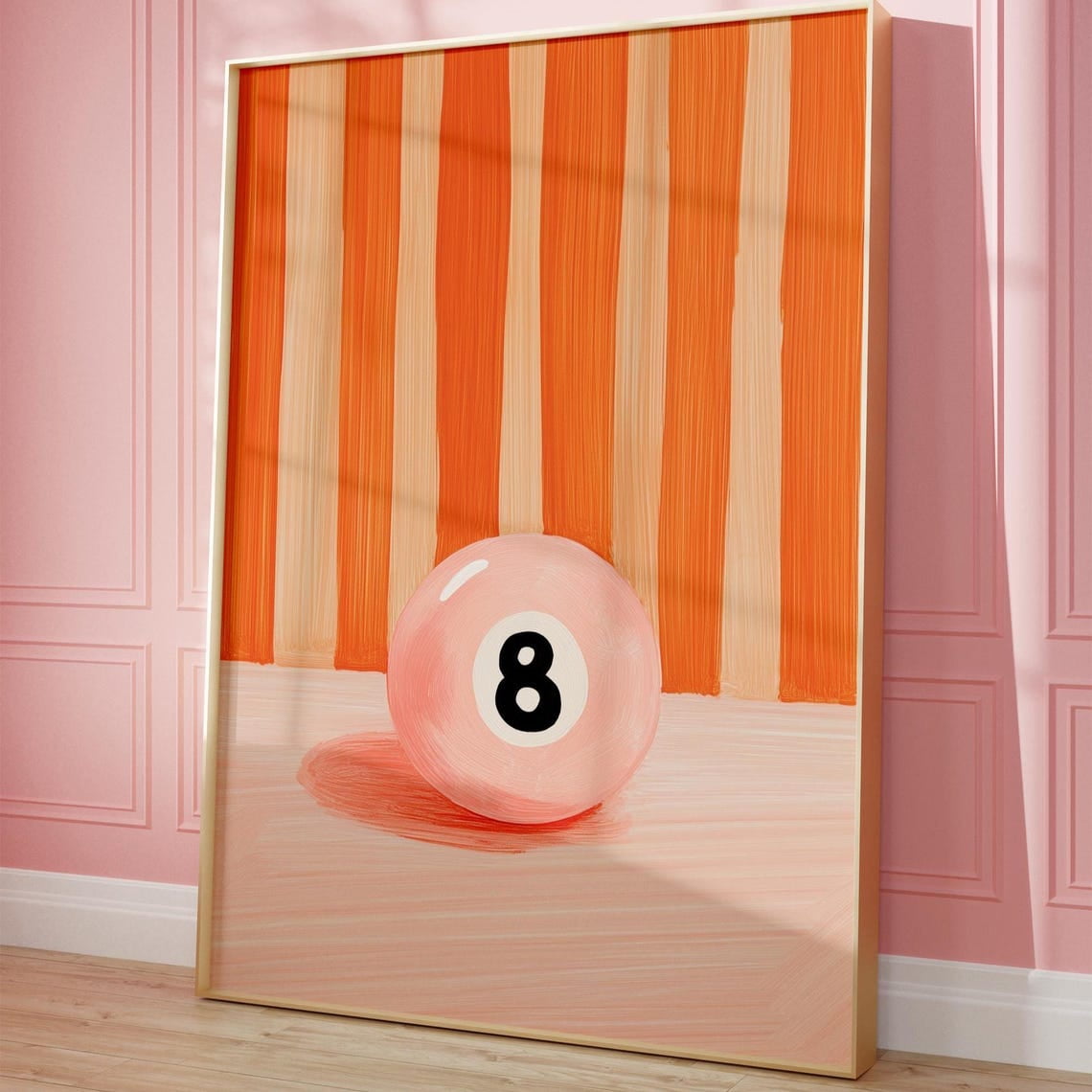 8 Ball Painting Print Bright Pastel Pink Girly Poster Trendy Wall Art ...