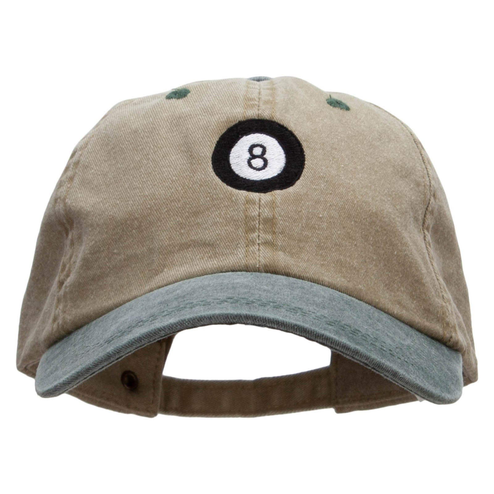 8 Ball Pool Embroidered Pigment Dyed Wash Cap - Khaki Green OSFM ...