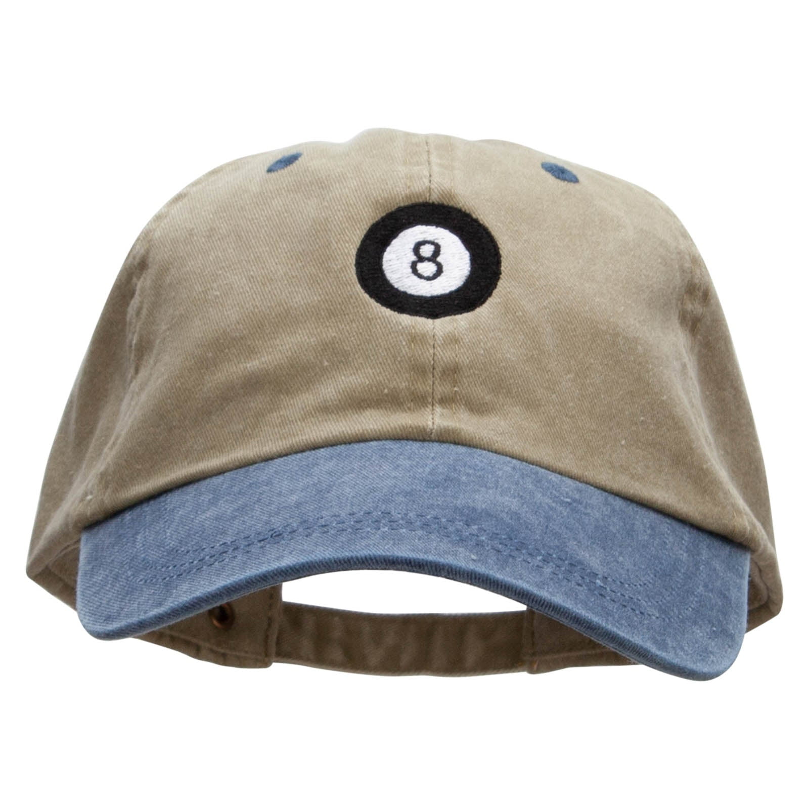 8 Ball Pool Embroidered Pigment Dyed Wash Cap - Khaki Navy OSFM ...