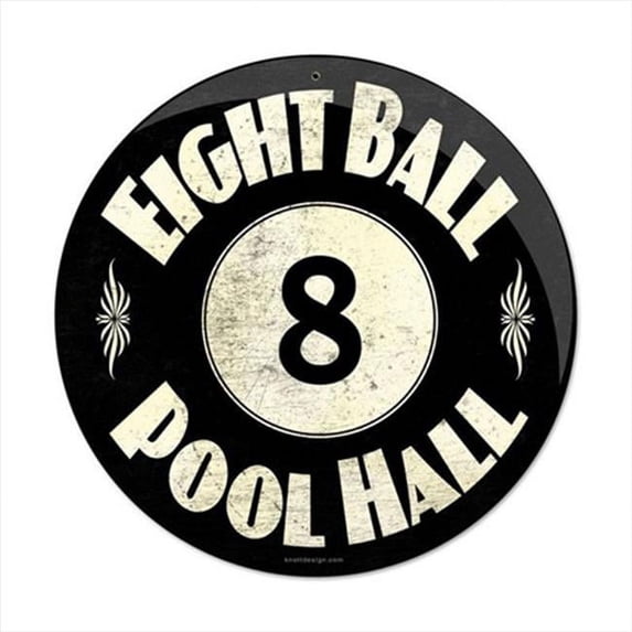 8 Ball Pool Hall Sports and Recreation Round Metal Sign - Walmart.com