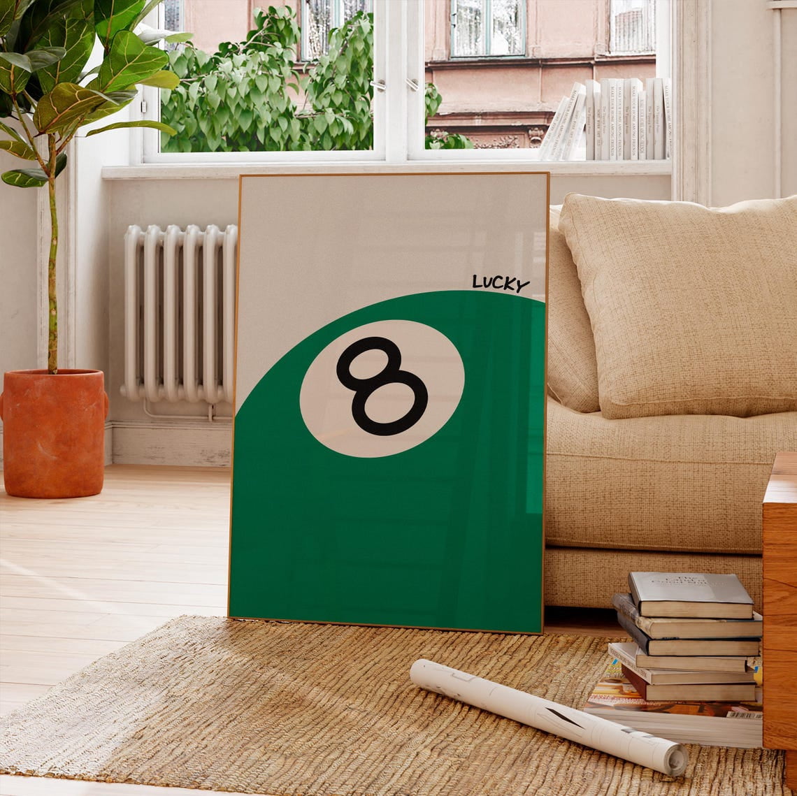 8 Ball Pool Room Billiard Game Green Retro Graphic Poster Unframed ...
