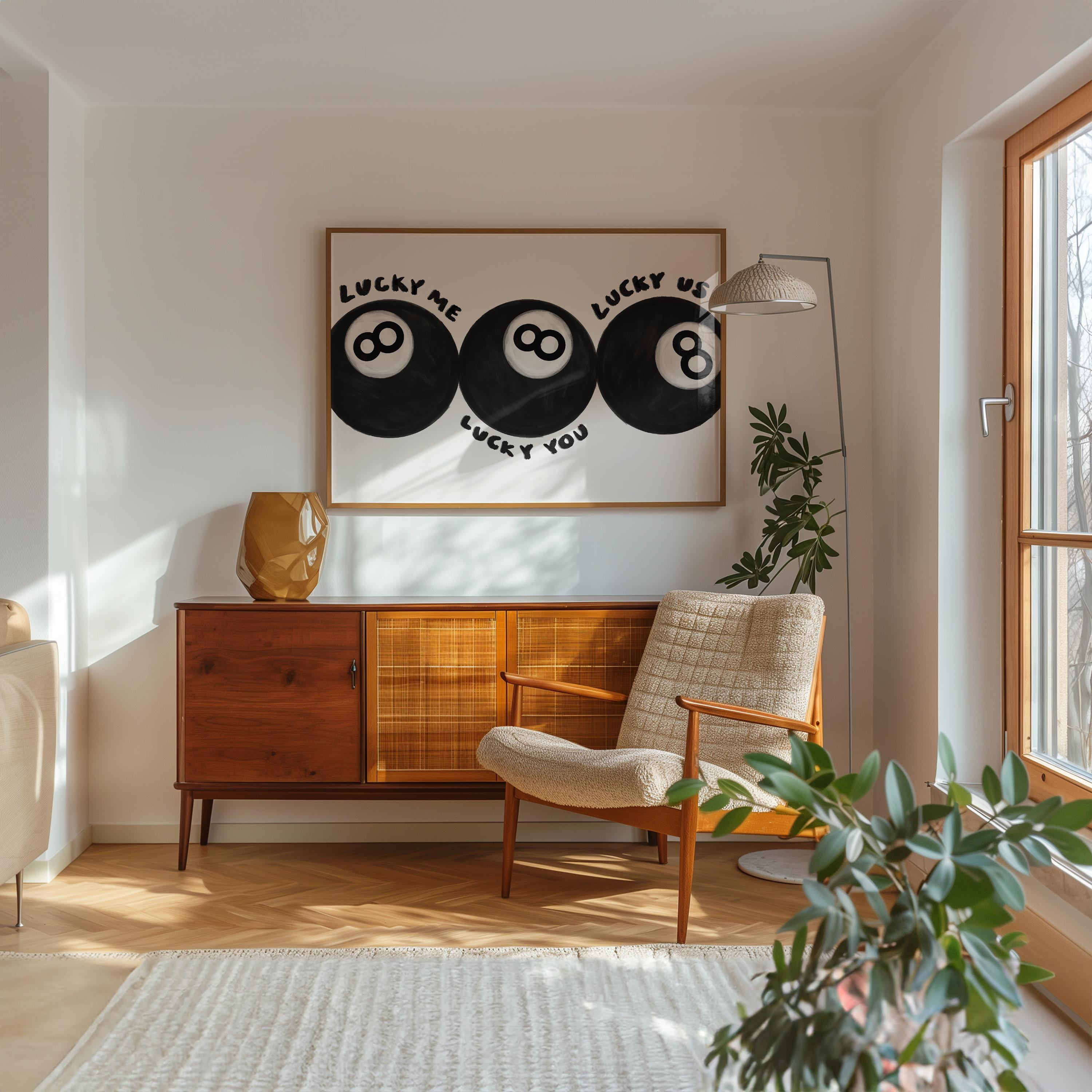 8 Ball Poster Lucky Me Us You Wall Art Poster, Poster Home Decor ...