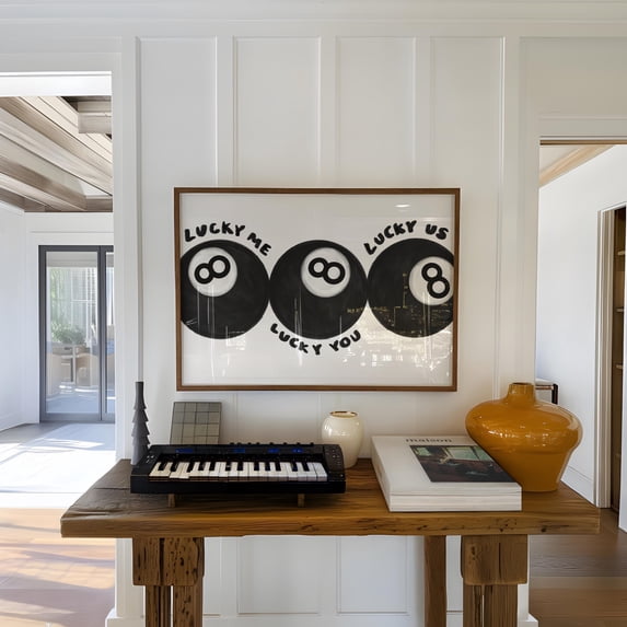 8 Ball Print, Lucky Me, Us, You Wall Art Poster Vintage Style Wall ...