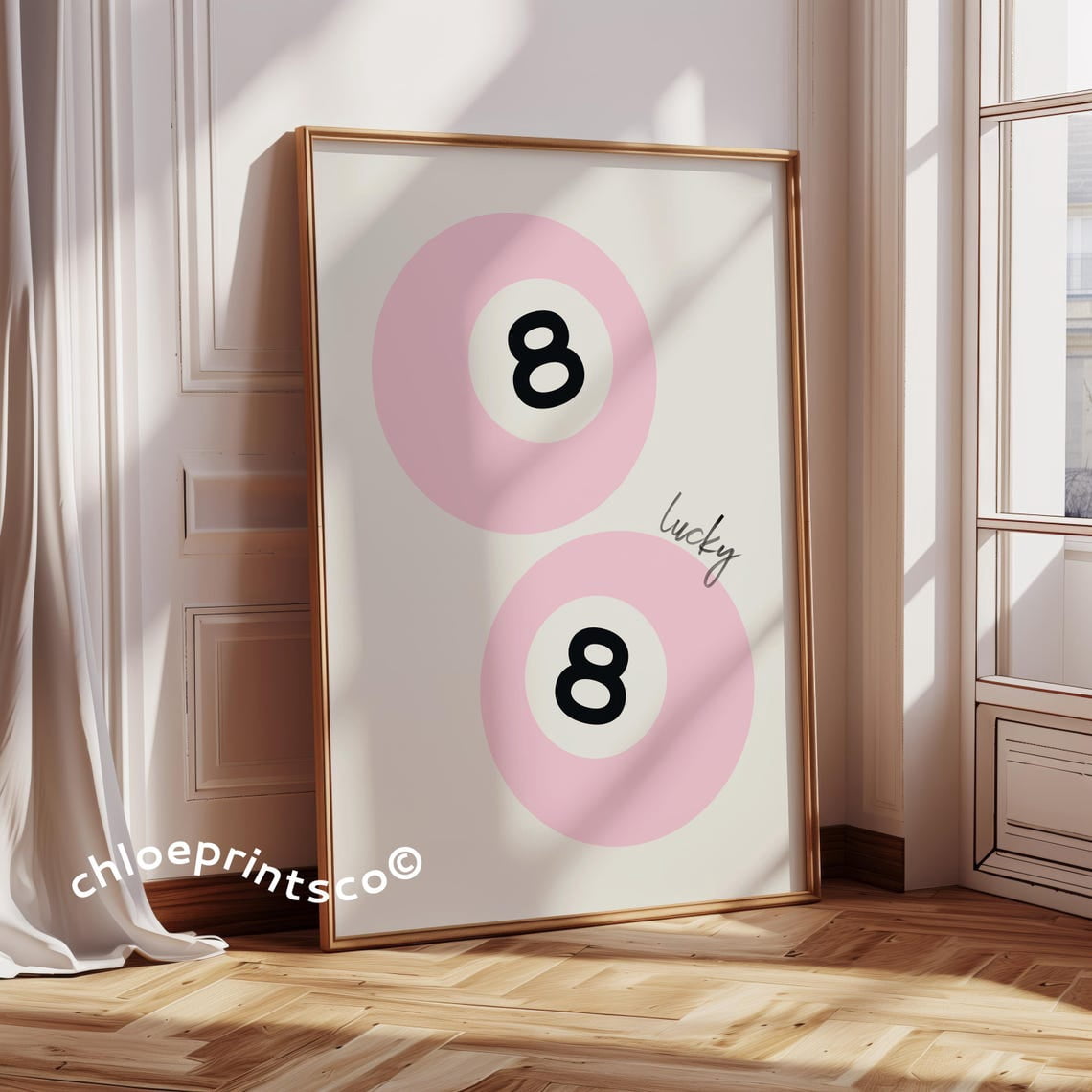 8 Ball Print Retro Lucky Girl Poster Funky Y2K, Stretched Canvas ...