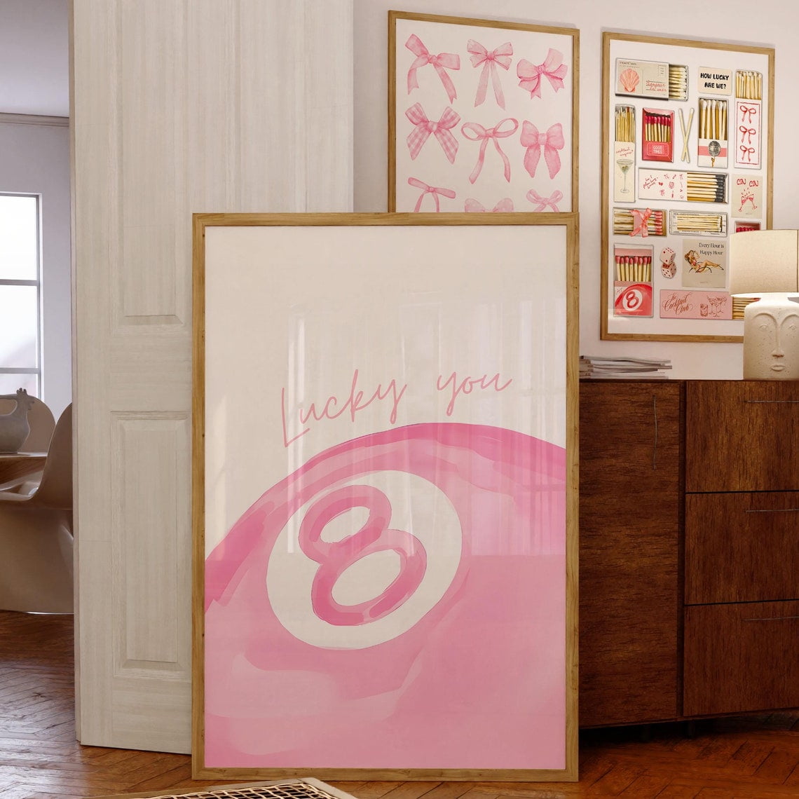 8 Ball Retro Print Aesthetic Posters Cool Wall Art Apartment Decor Pink ...