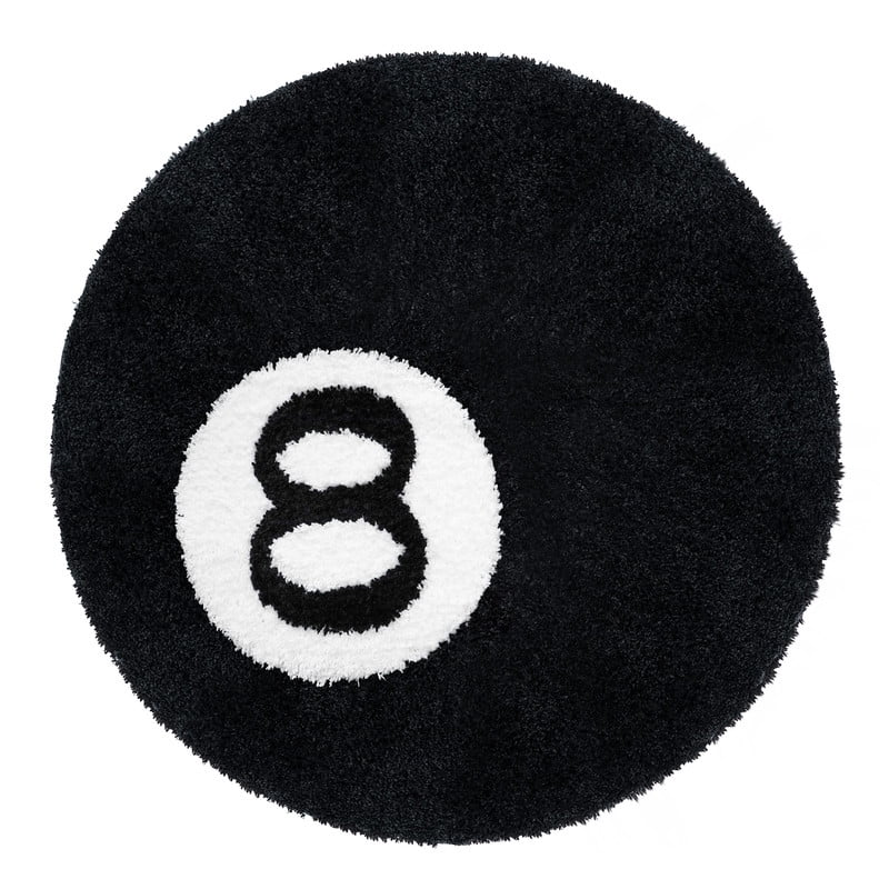 8 Ball Rug, 32 inch Large Round Rug for 8 Ball Decor, Stussy Cool Eight ...