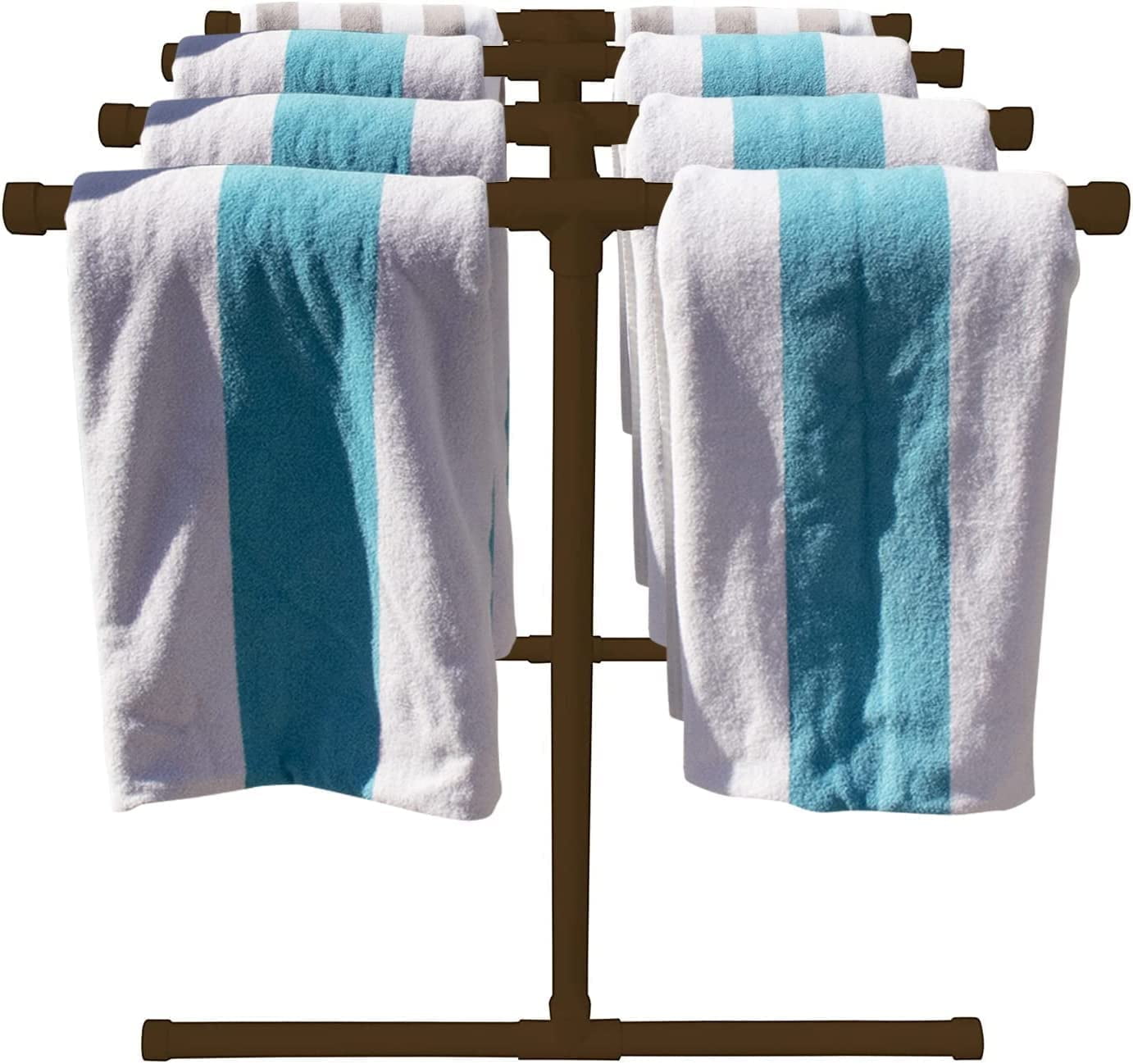 8 Bar Horizontal Towel Rack - Poolside Storage Organizer for Drying Wet ...