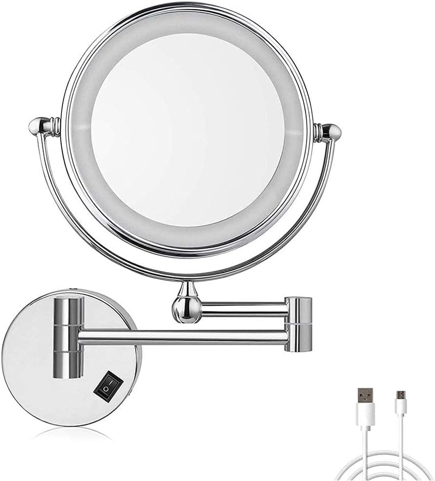 8'' Bathroom Mirror Shaving Mirrors Wall Mounted, LED Illuminated Make ...