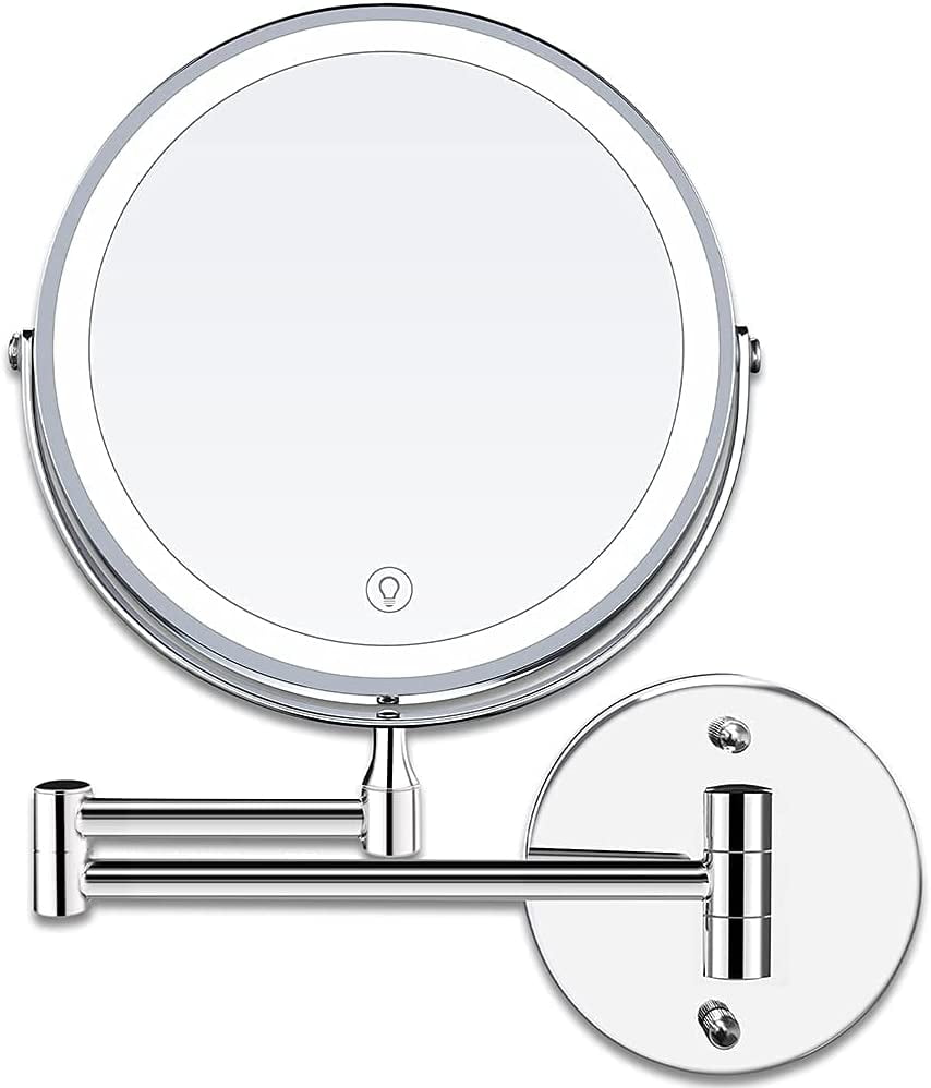 8'' Bathroom Mirror Wall Mounted LED Makeup Mirror 3 Color Mode USB ...