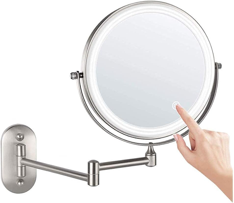 8'' Bathroom Mirror Wall Mounted, Upgrade Auto Off LED Makeup Mirror ...