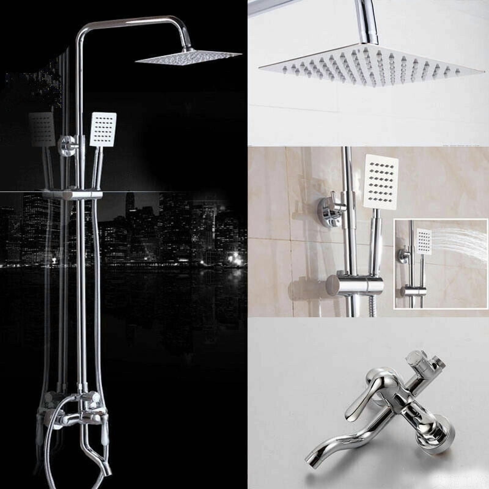 8" Bathroom Rainfall Shower Faucet Valve Mixer Hand Sprayer Wall Mount ...