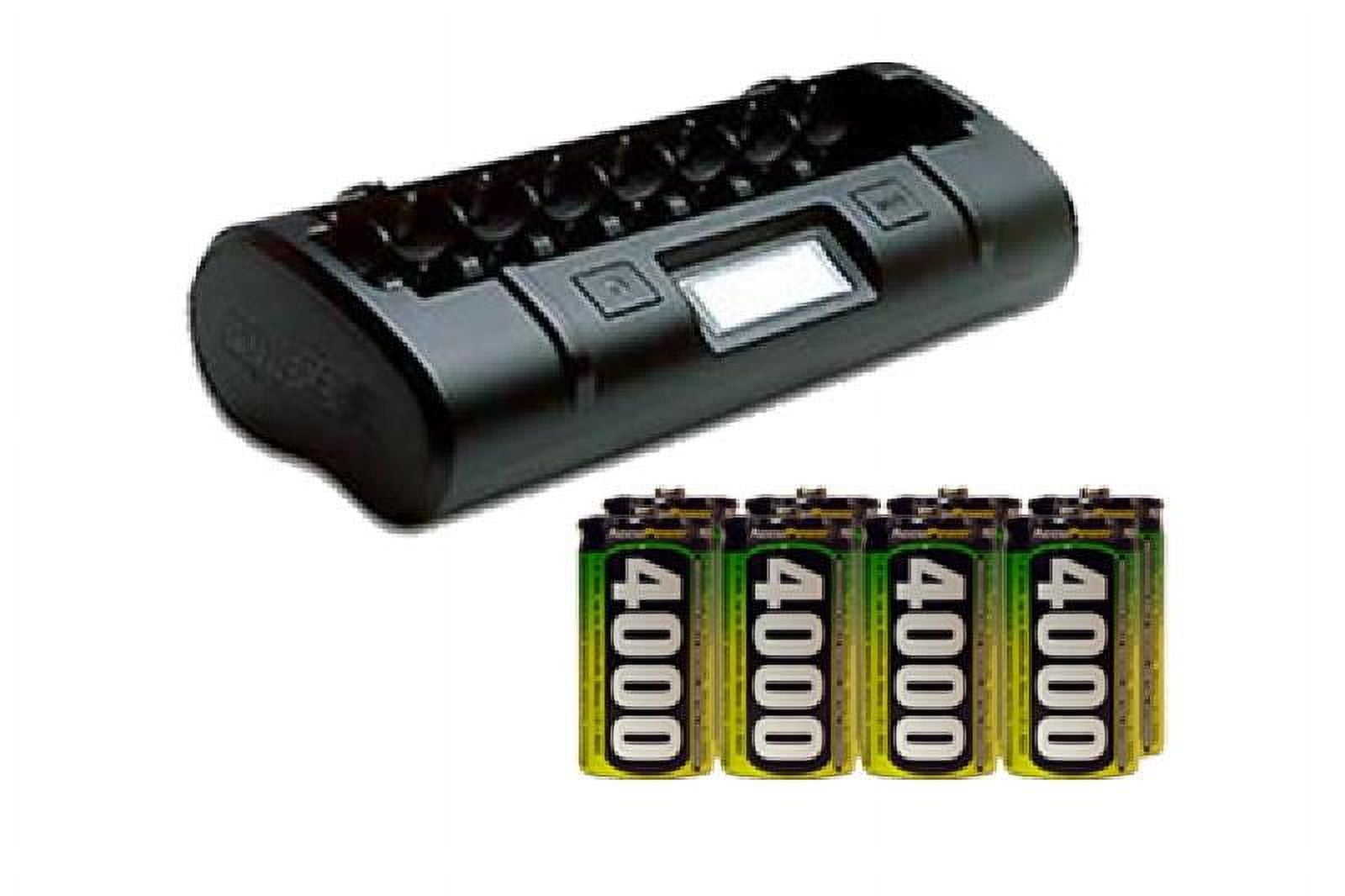 8 Bay LCD Maha Powerex Battery Charger + 8 D 4000 mAh NiMH Accupower ...