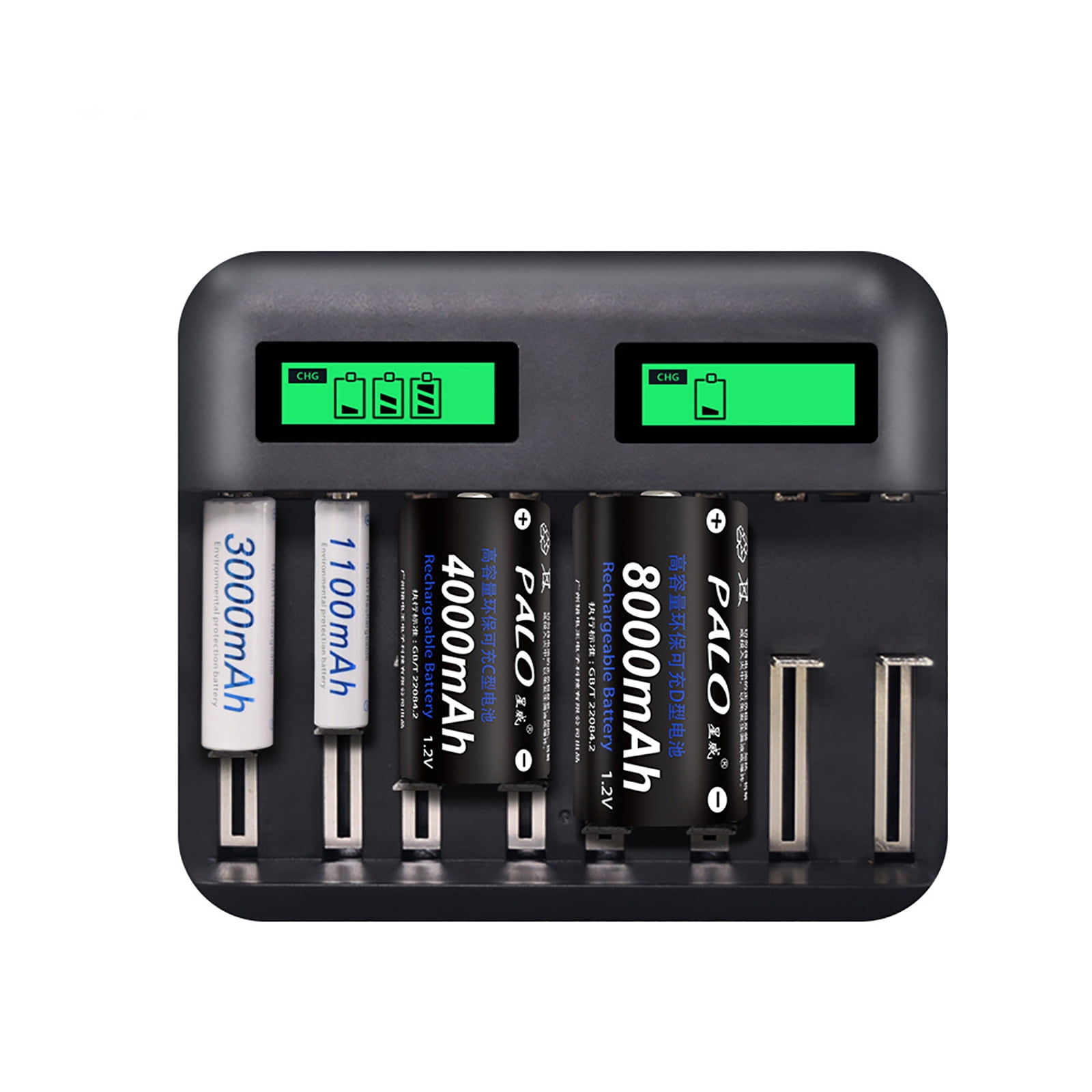 8 Bay LCD Universal Battery Charger, Rechargeable Ni-MH Ni-CD AA AAA ...
