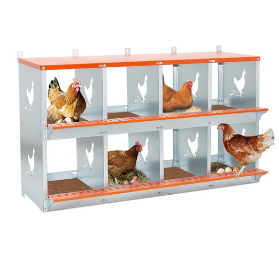 8 Bay Metal Chicken Nesting Box with Hanging Mounting Hole,Easy Egg ...