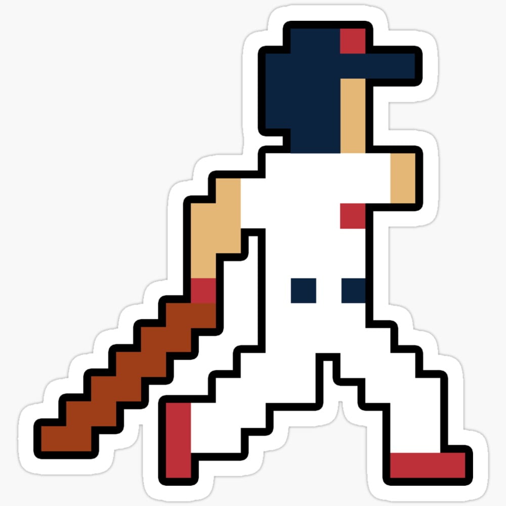 8-Bit Boston Retro Pixel Baseball Player Sticker Phone Decal Water ...
