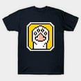 8-Bit Cat Paw Icon Tee with Retro Pixel Design Bold Yellow Frame ...