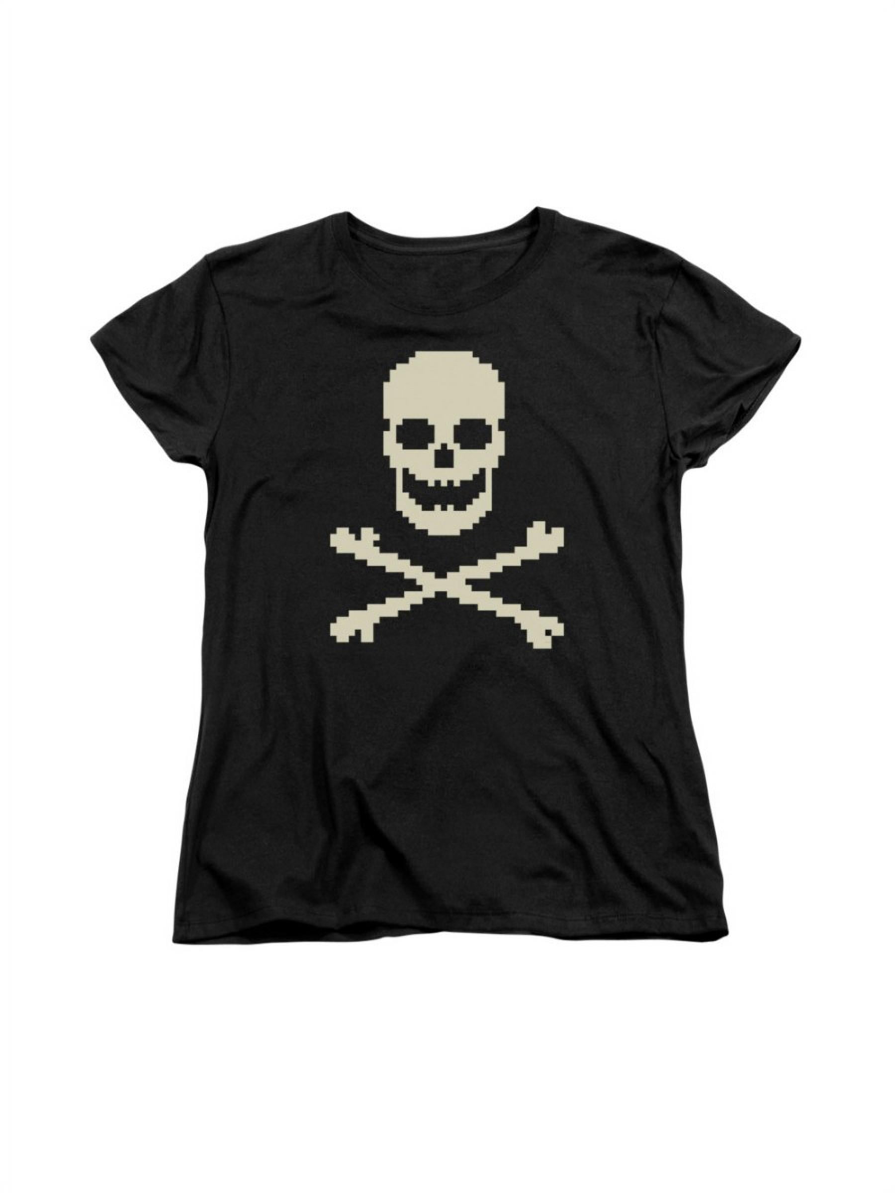 8 Bit Jolly Roger Skull And Crossbones Flag Women's T-Shirt Tee ...