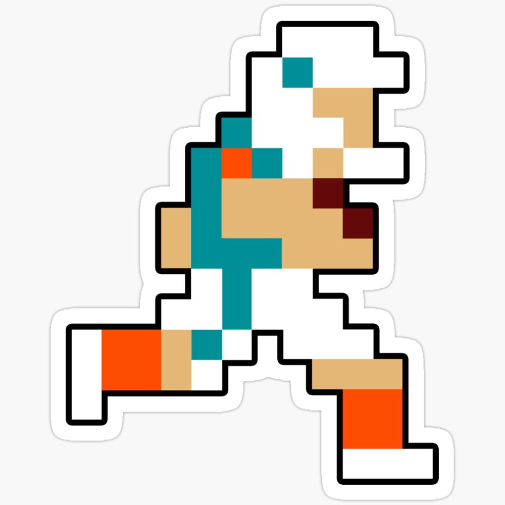 8-Bit Miami Retro Pixel Football Player Sticker Phone Decal Water ...
