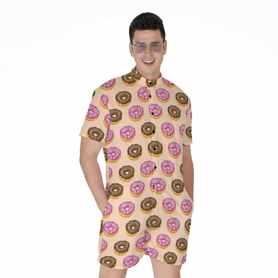 8-Bit Pixel Donut Short Sleeve Men'S Rompers, Retro Game 8-Bit Casual ...