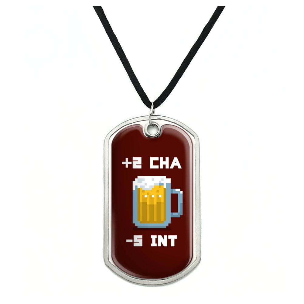 8-Bit Pixel Retro Beer Charisma Buff Gamer Game Military Dog Tag ...