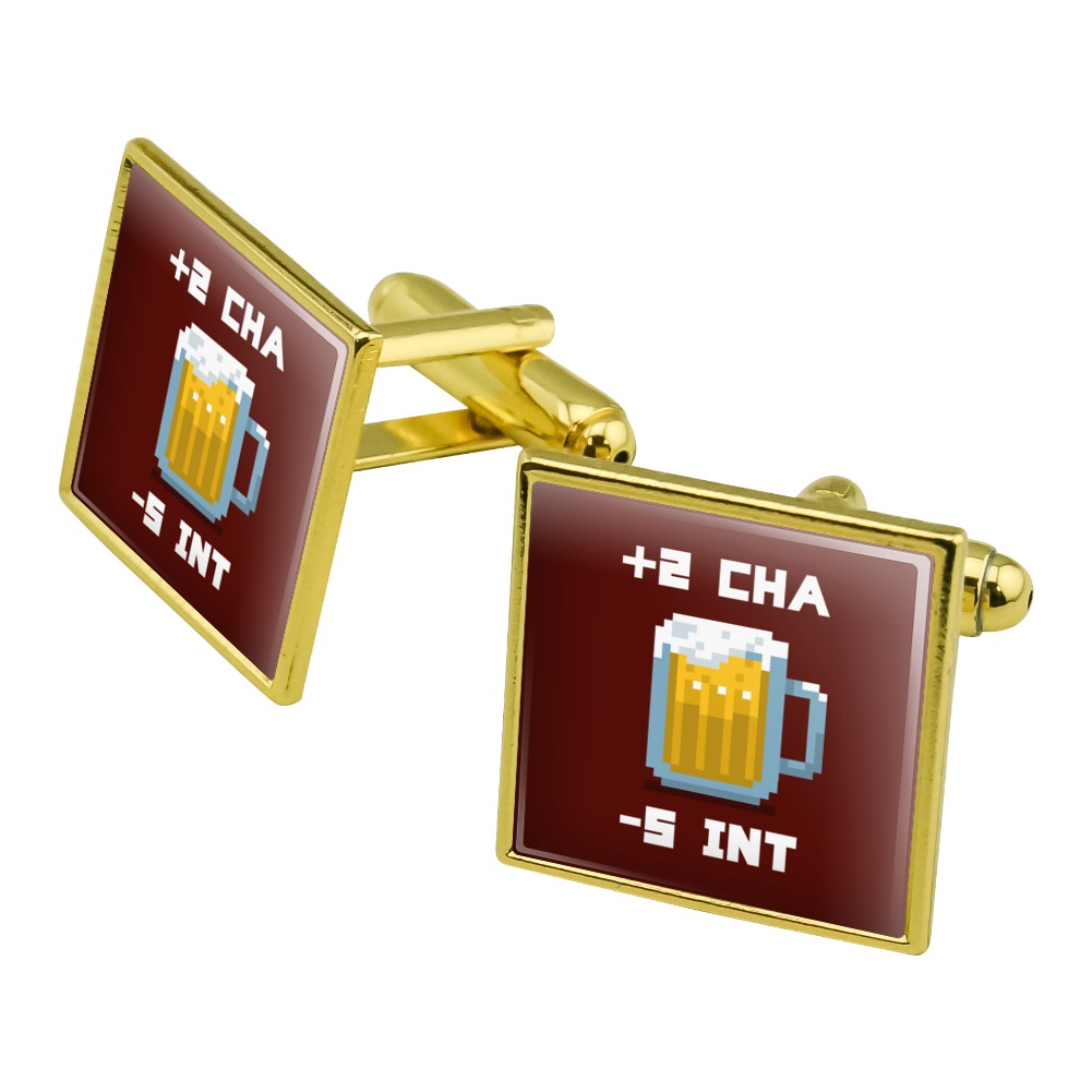 8-Bit Pixel Retro Beer Charisma Buff Gamer Game Square Cufflink Set ...