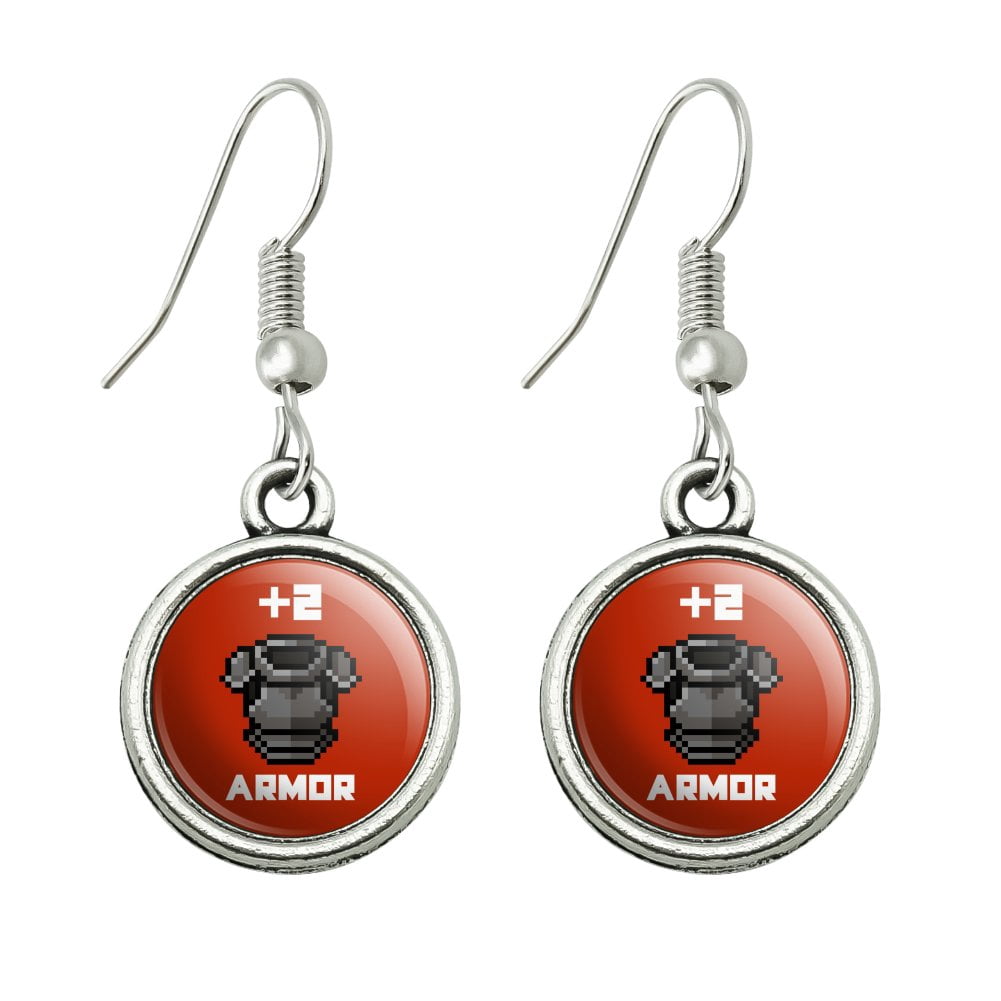8-Bit Pixel Retro Plus Two Armor Gamer Game Novelty Dangling Drop Charm ...