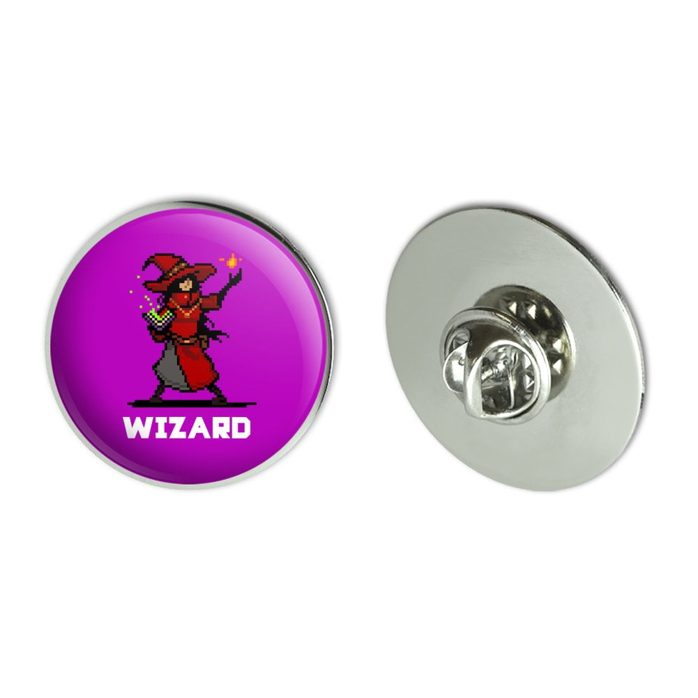 8-Bit Pixel Retro Wizard Mage Caster Games RPG Metal 1.1" Tie Tack Hat ...