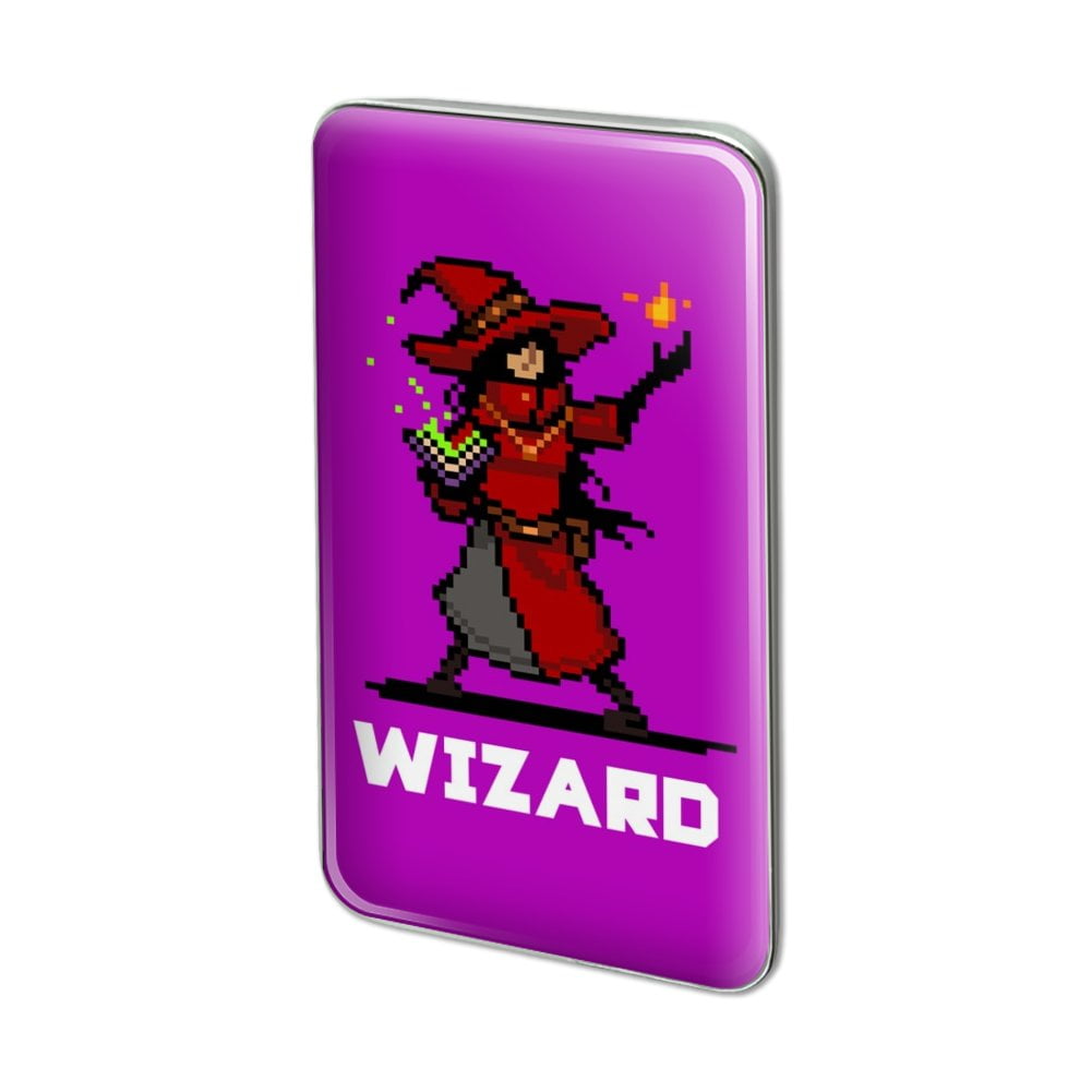 8-Bit Pixel Retro Wizard Mage Caster Games RPG Metal Rectangle Lapel ...