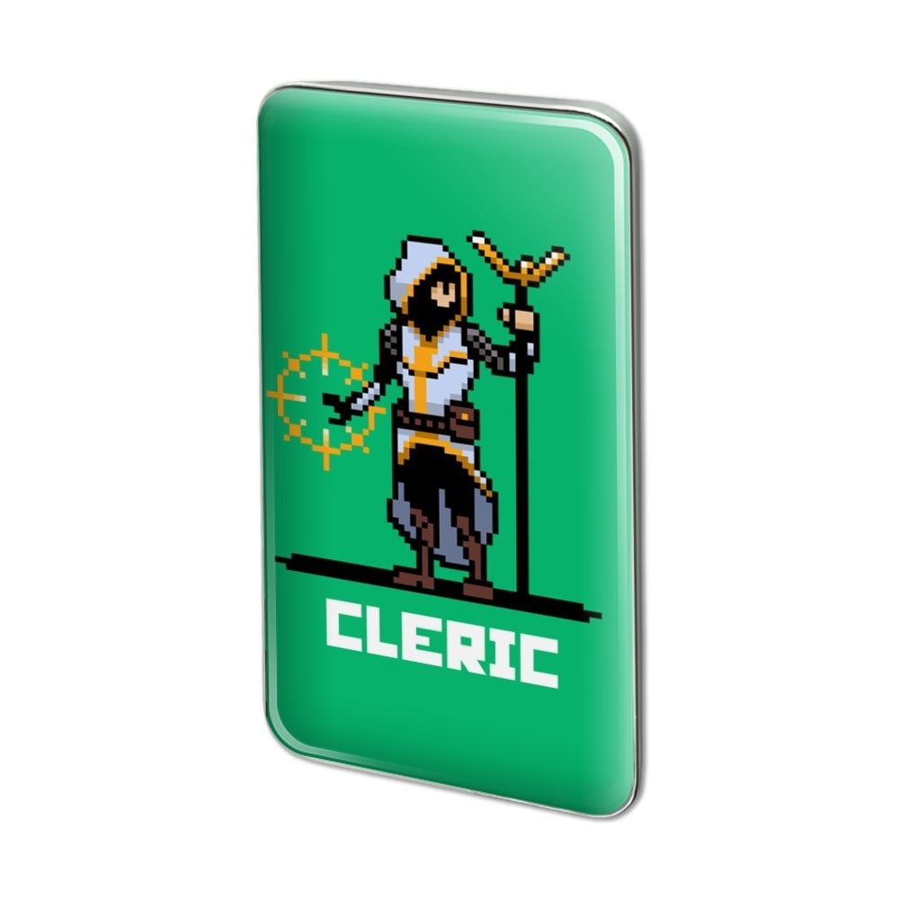 8-Bit Retro Pixel Cleric Priest Healer Games RPG Metal Rectangle Lapel ...