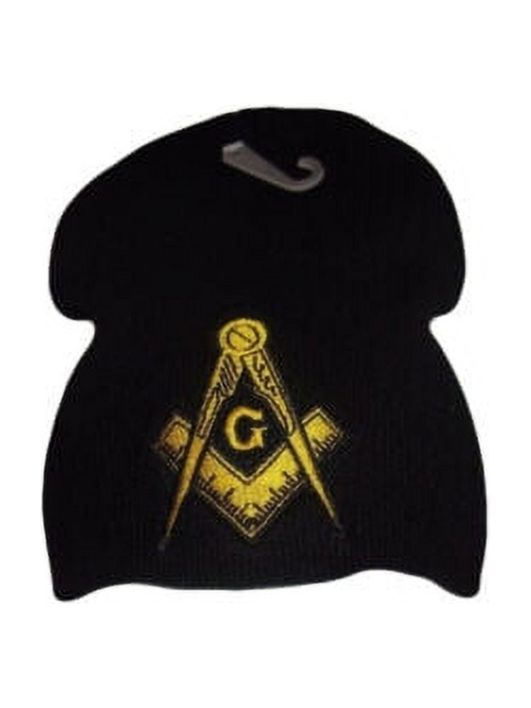 8" Black Mason Masonic Freemason Gold Symbol Snow Cap Beanie Skull Cap ...