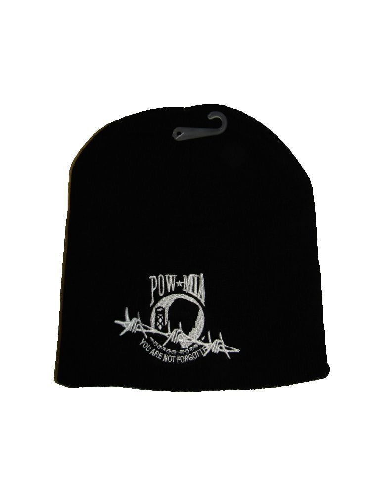 8" Black POWMIA POW MIA Barbed Wire Embroidered Beanie Skull Cap ...