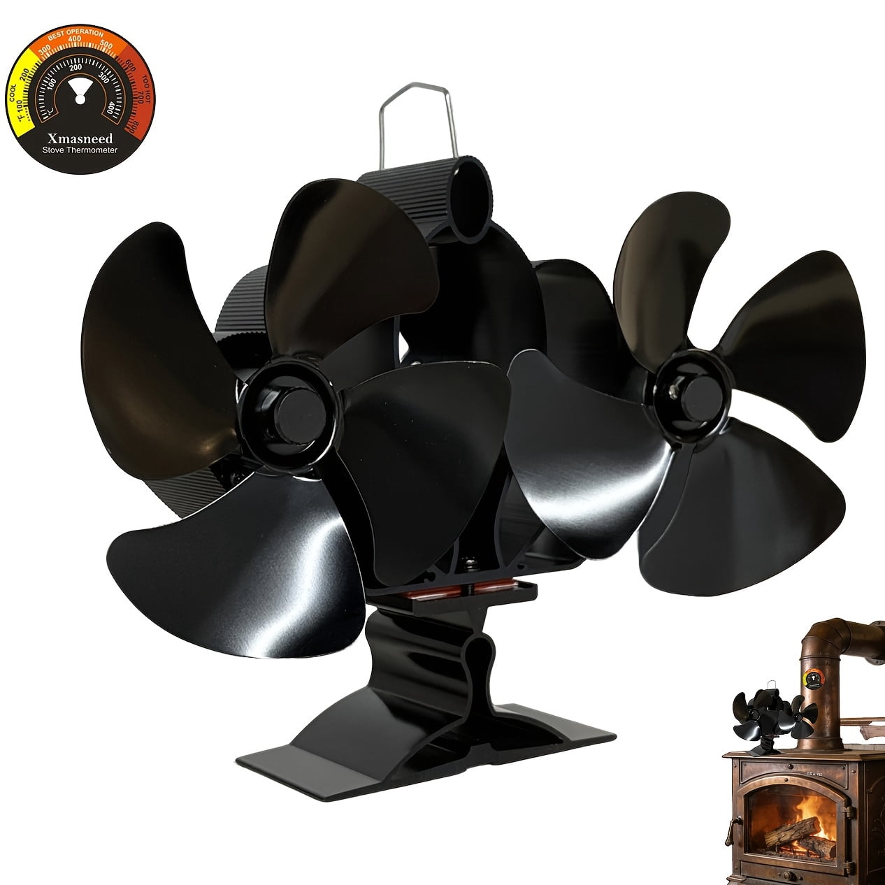 8 Blades Wood Stove Fan | General Heat Powered Fireplace Fan with ...