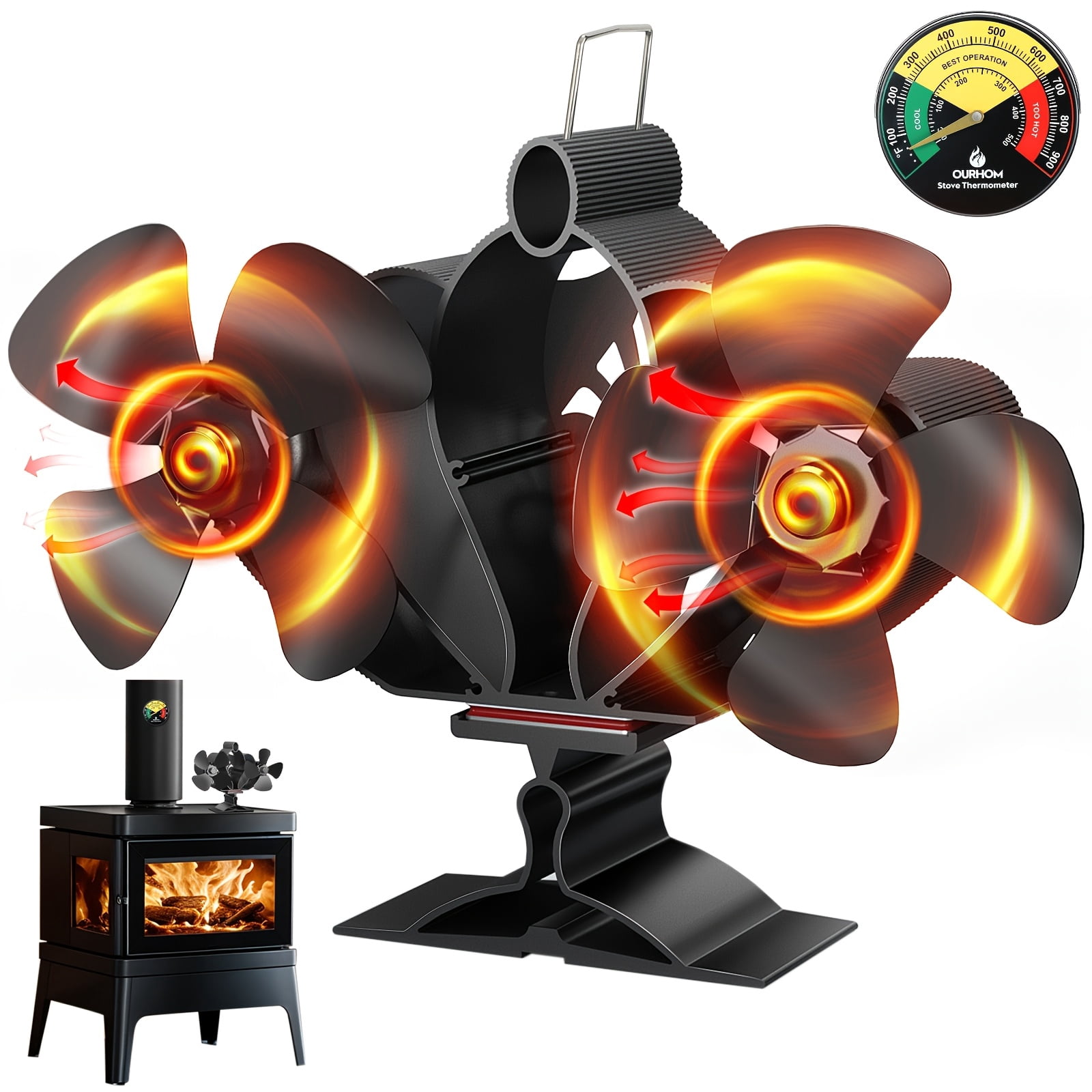 8 Blades Wood Stove Fan | General Heat Powered Fireplace Fan with ...