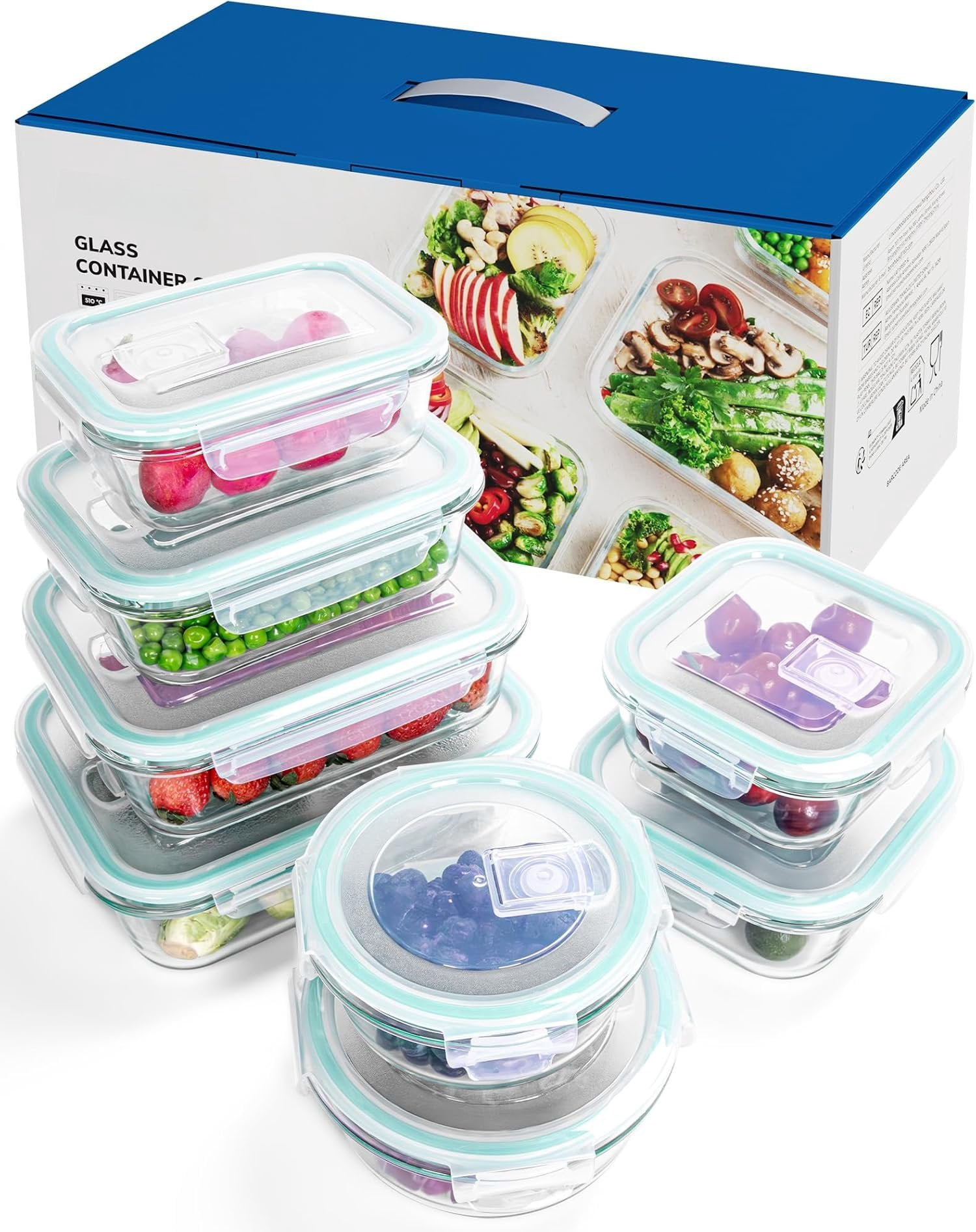 8- Borosilicate Glass Storage Containers Set with Airtight - Oven ...
