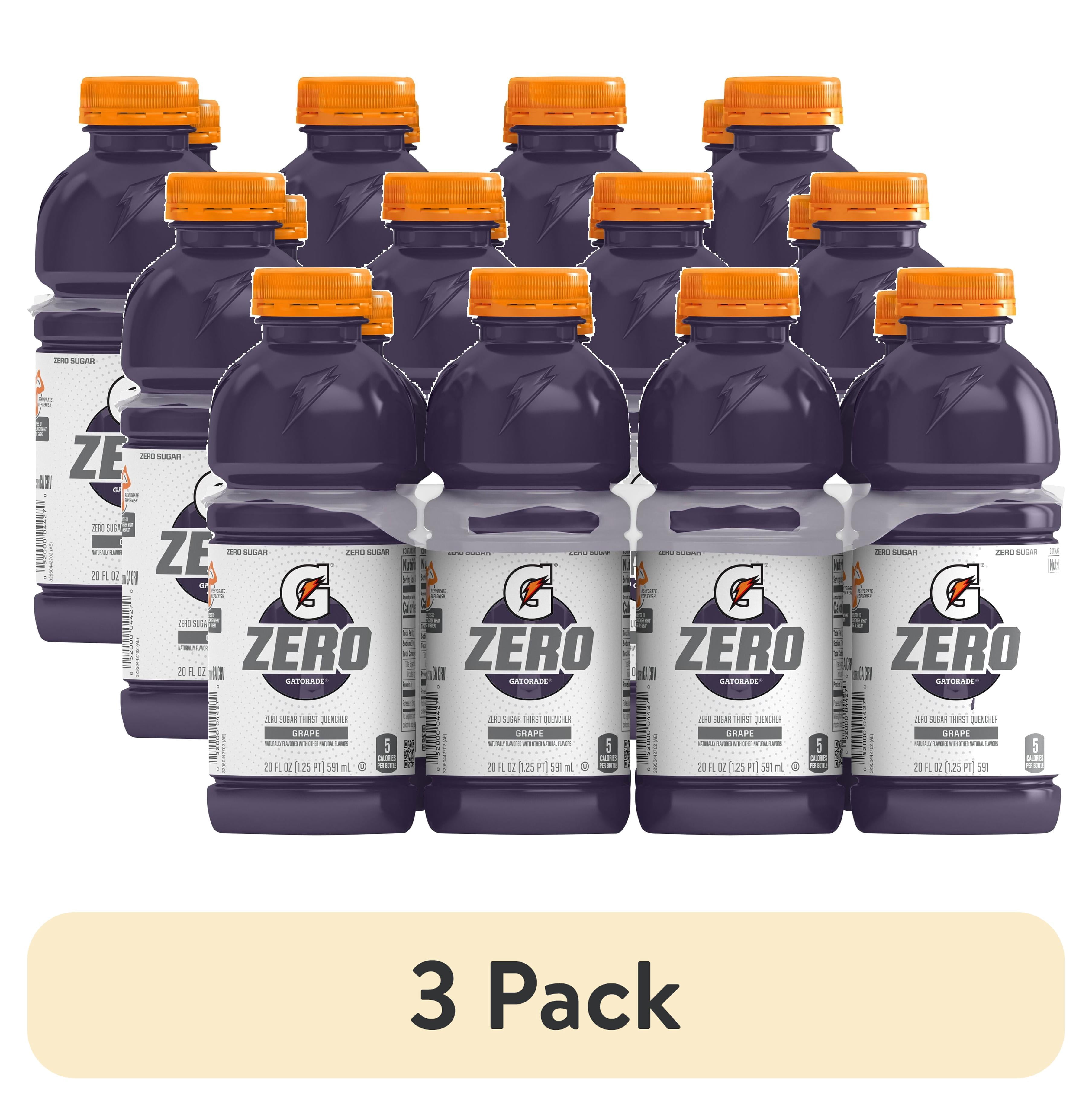 (3 pack) (8 Bottles) Gatorade G Zero Thirst Quencher, Grape, 20 fl oz ...