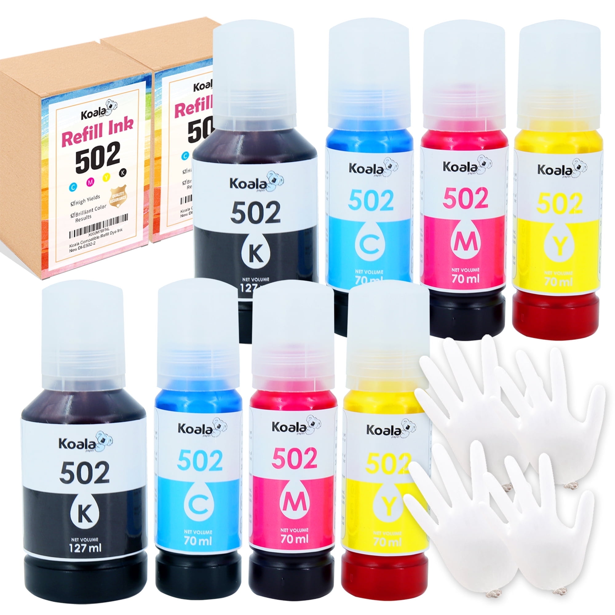 Koala 502 Ink Refill Kits, 8 Bottles, Compatible with Epson 502 T502 ...