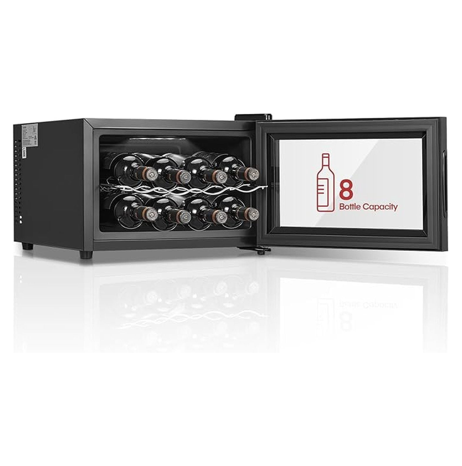 8 Bottles Wine Cooler Refrigerator, Wine Fridge with Double Glass Doors ...