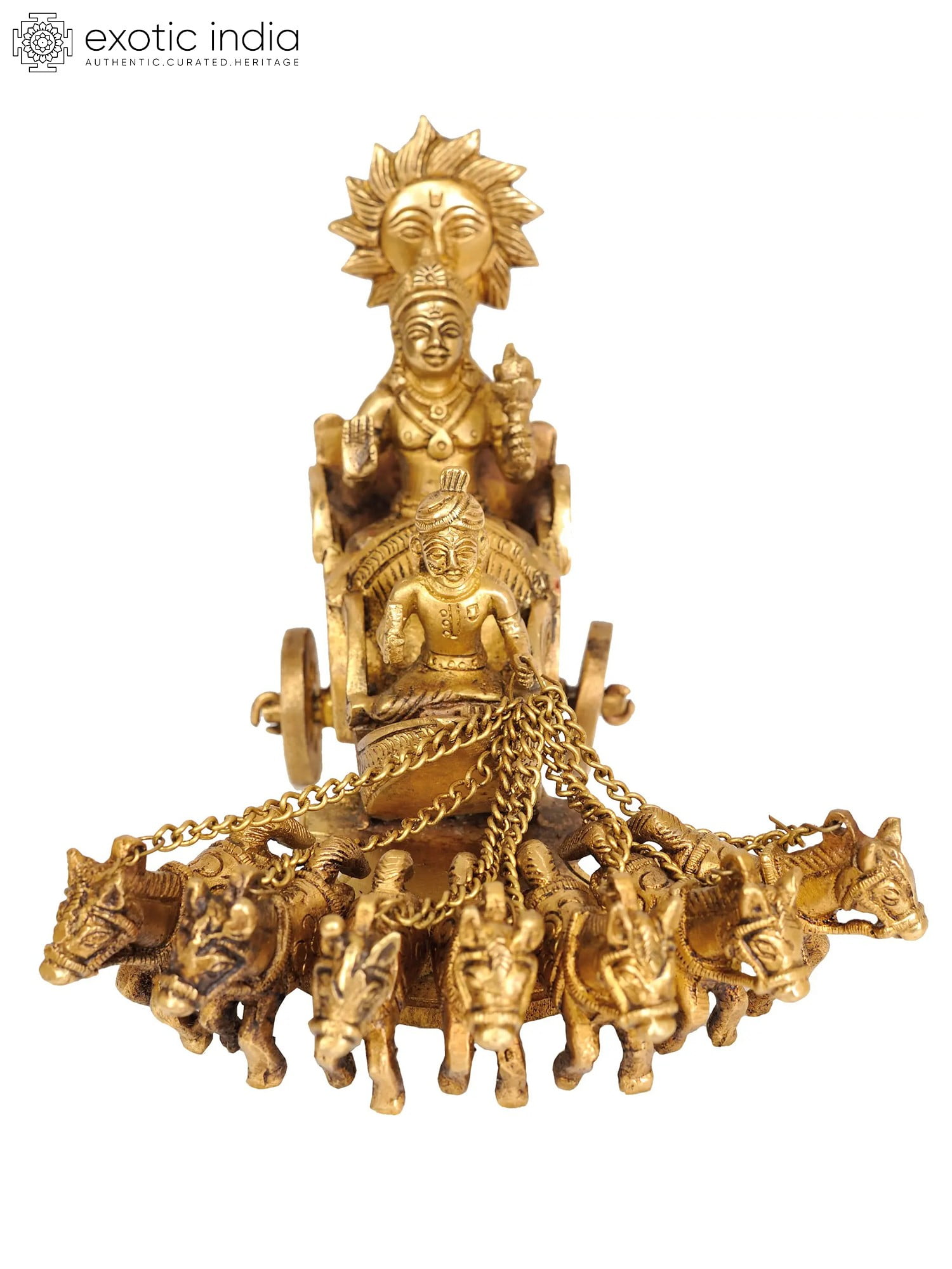 8" Brhat Samhita Lord Soorya In Brass | Handmade | Made In India ...