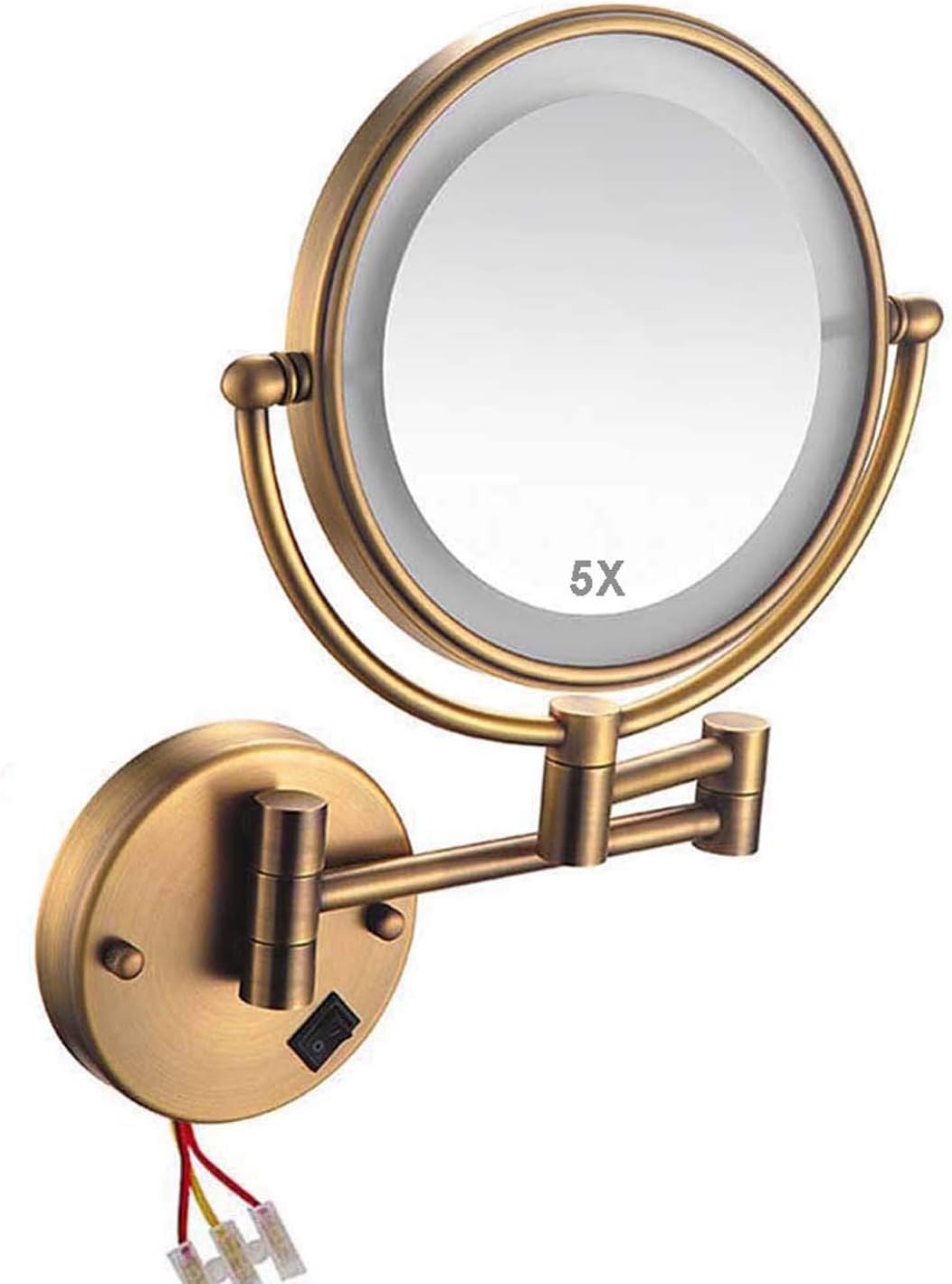 8 in Bronze Wall Makeup Mirror LED Wall Mounted Bathroom Mirror Lighted ...