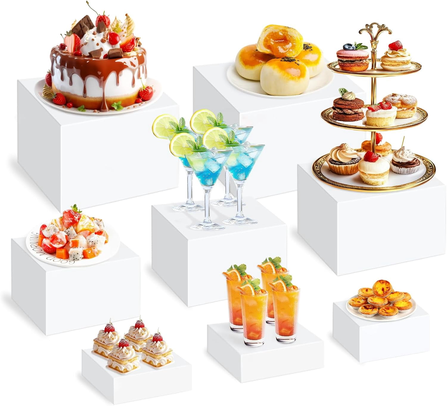 8- Buffet Risers Set - Versatile Display Stands for Dessert Tables ...