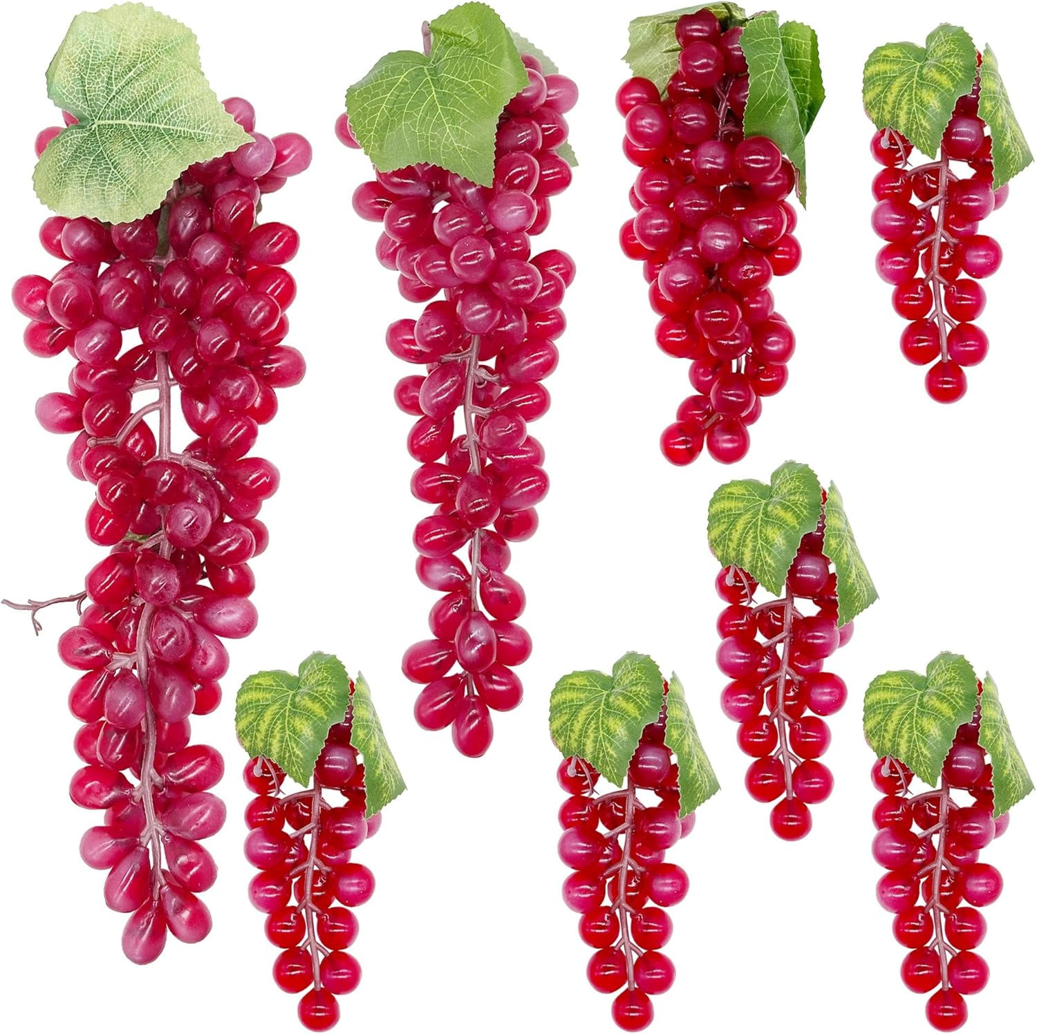 8 Bunches Artificial Grape Fake Grapes, Red Decorative Grapes Bunches ...
