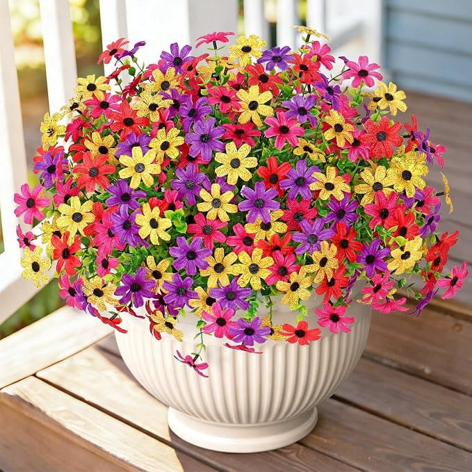 8 Bundle Artificial Daisy Flowers Colorful UV Resistant - Walmart.com