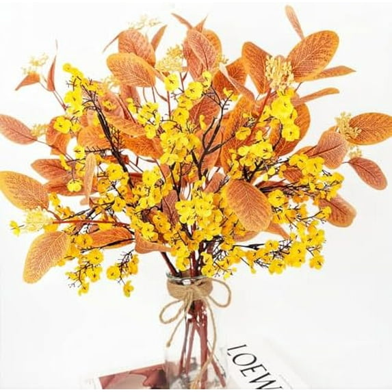 8 Bundle Artificial Flowers with Eucalyptus, 19.6" Fake Flowers Fall ...